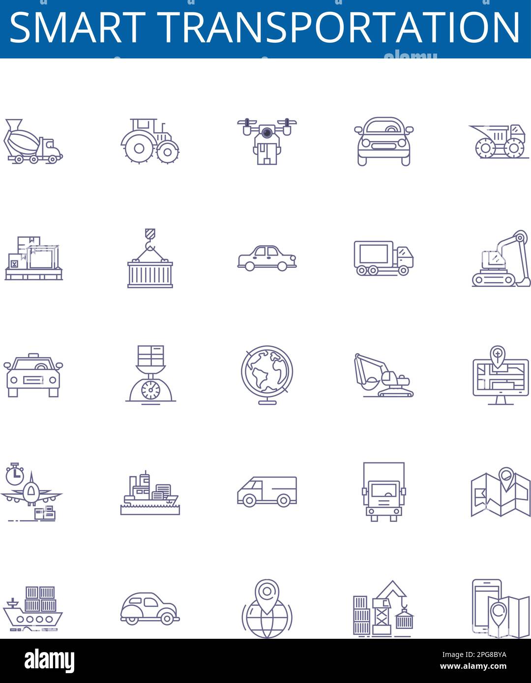 Smart transportation line icons signs set. Design collection of Smart ...