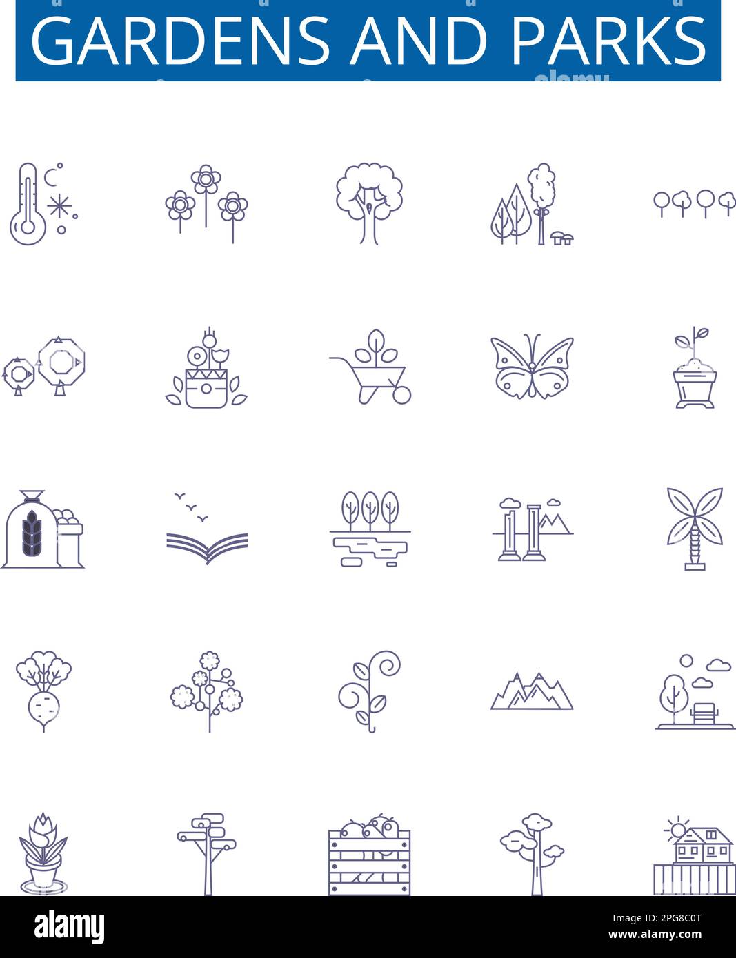 Gardens and parks line icons signs set. Design collection of Gardens ...