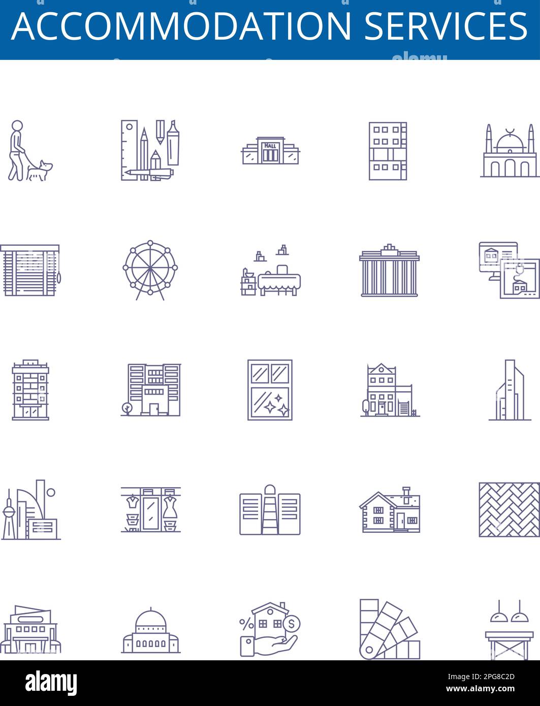 Accommodation services line icons signs set. Design collection of ...