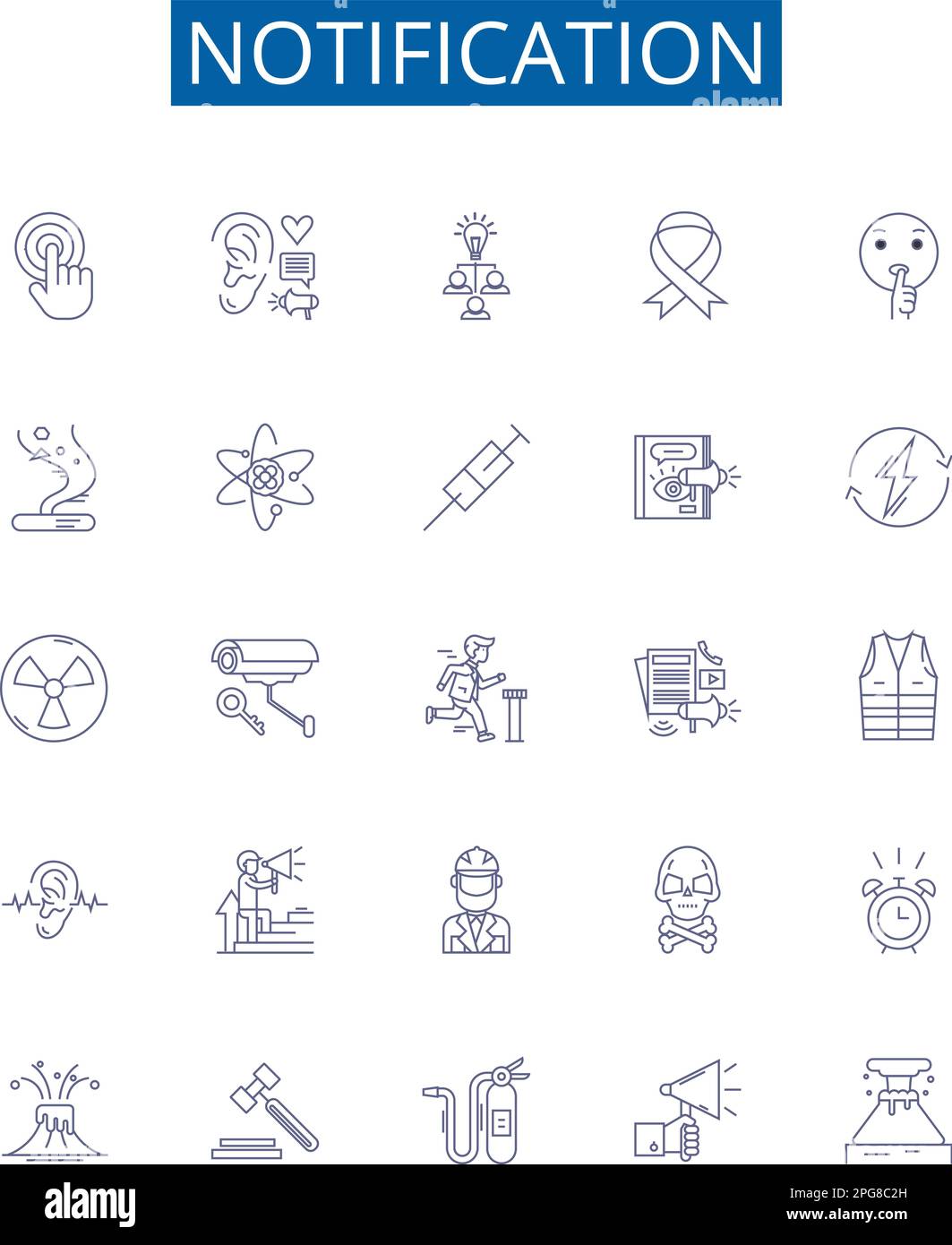Notification line icons signs set. Design collection of Alert, Reminder ...