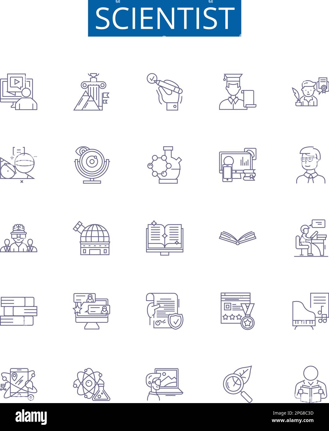 Scientist line icons signs set. Design collection of Scientist ...