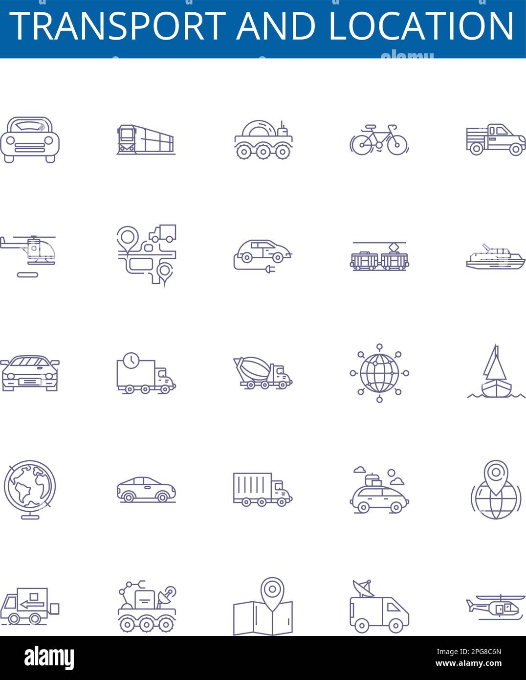 Transport and location line icons signs set. Design collection of Transport, Location, Travel ...