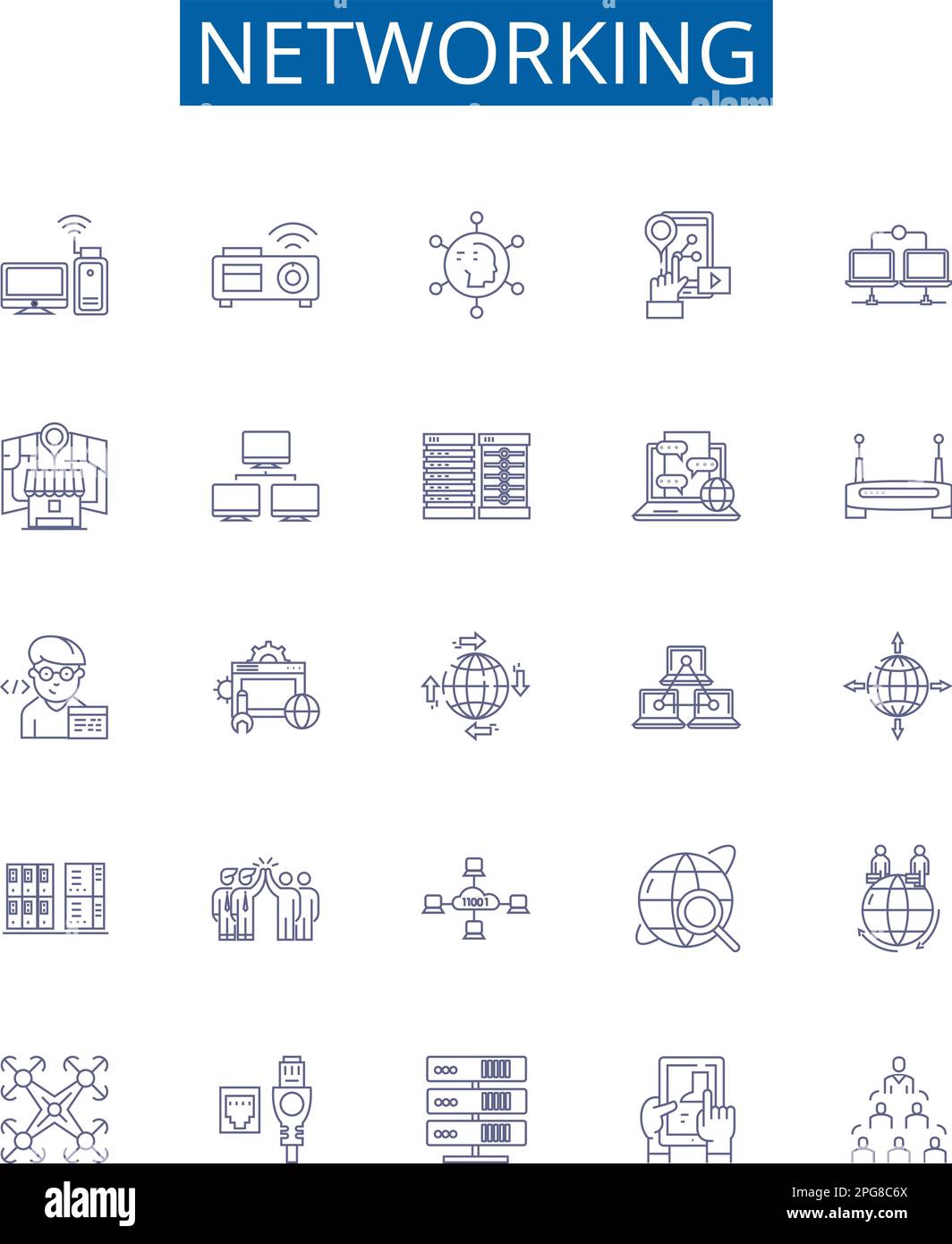 Networking line icons signs set. Design collection of Networking ... Networking line icons signs set. Design collection of Networking ...