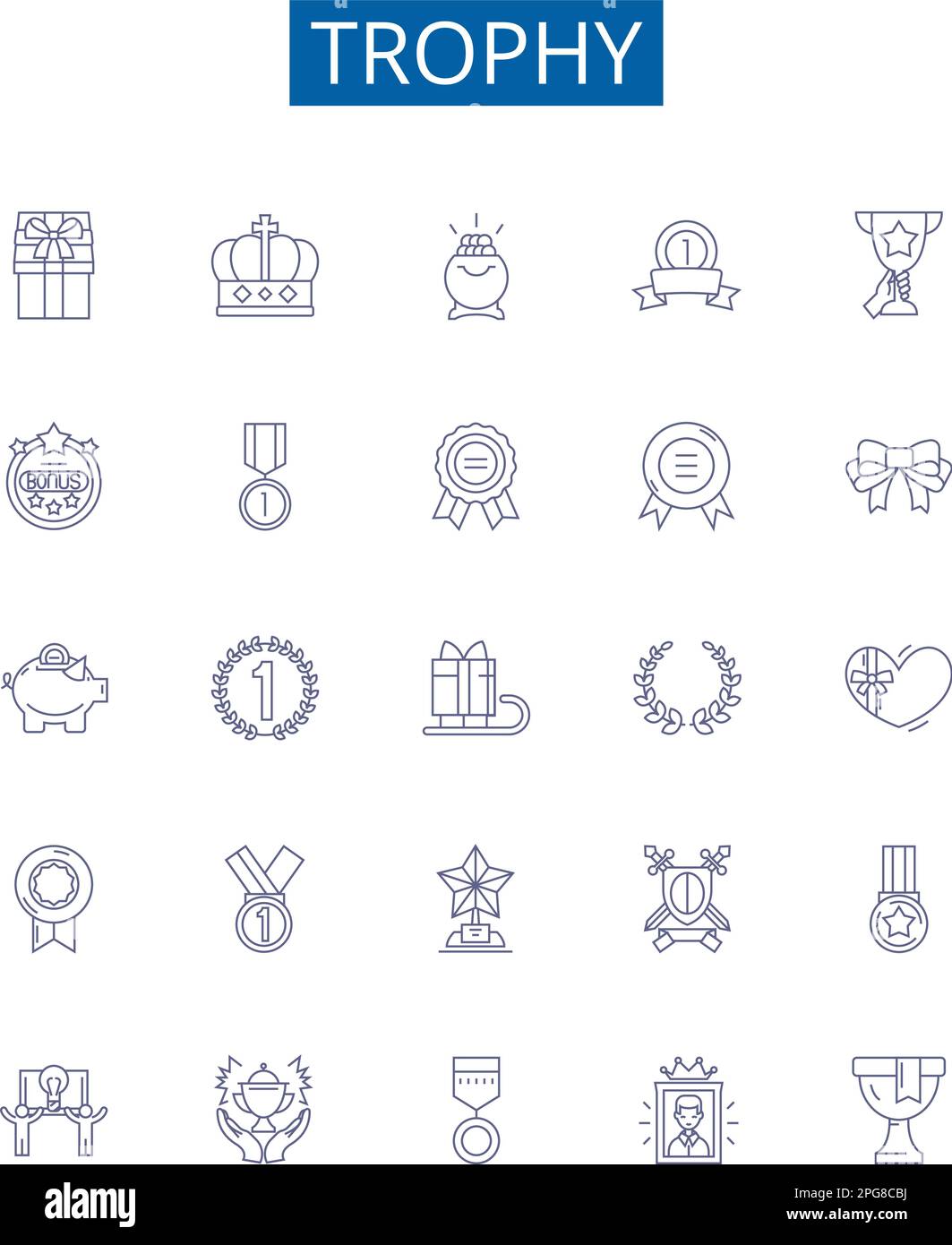 Trophy line icons signs set. Design collection of Prize, Award, Cup ...