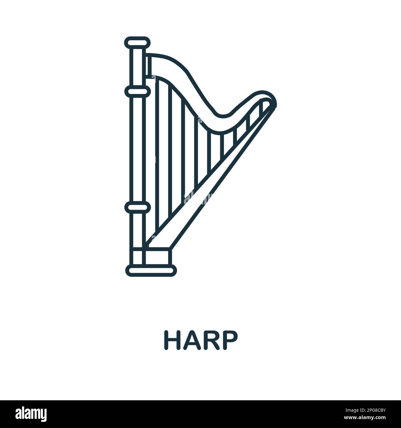 Harp line icon. Simple element from musical instruments collection ...
