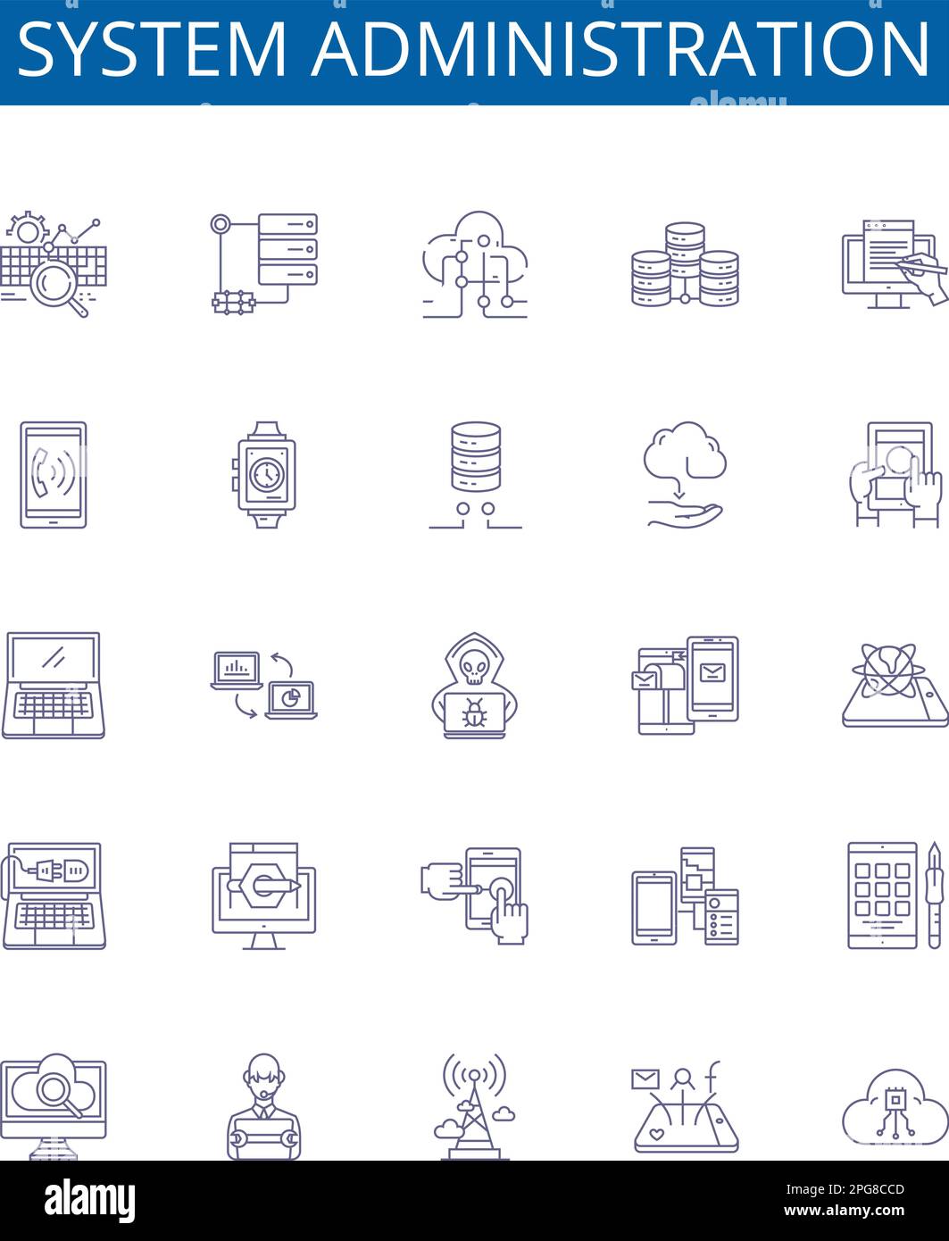 System Administration Line Icons Signs Set Design Collection Of Sysadmin Admin Network