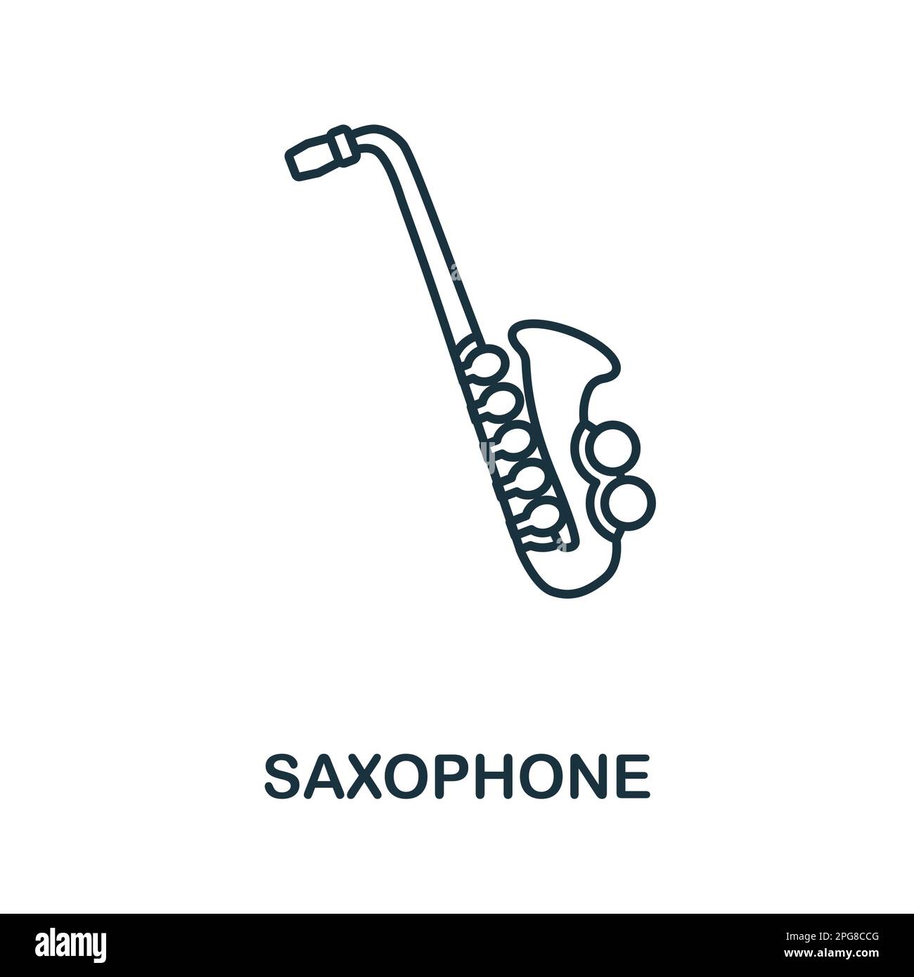 Saxophone line icon. Simple element from musical instruments collection ...
