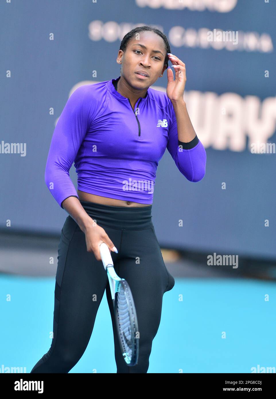 MIAMI GARDENS, FLORIDA - MARCH 20: Cori "Coco" Gauff (USA) on the ...