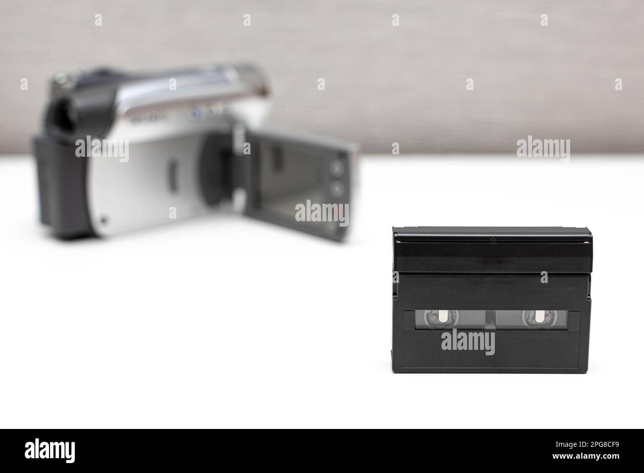 small video cassette from a vintage video camera. old video camera ...