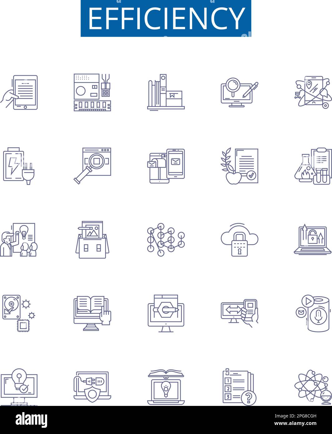 Efficiency line icons signs set. Design collection of Proficiency ...