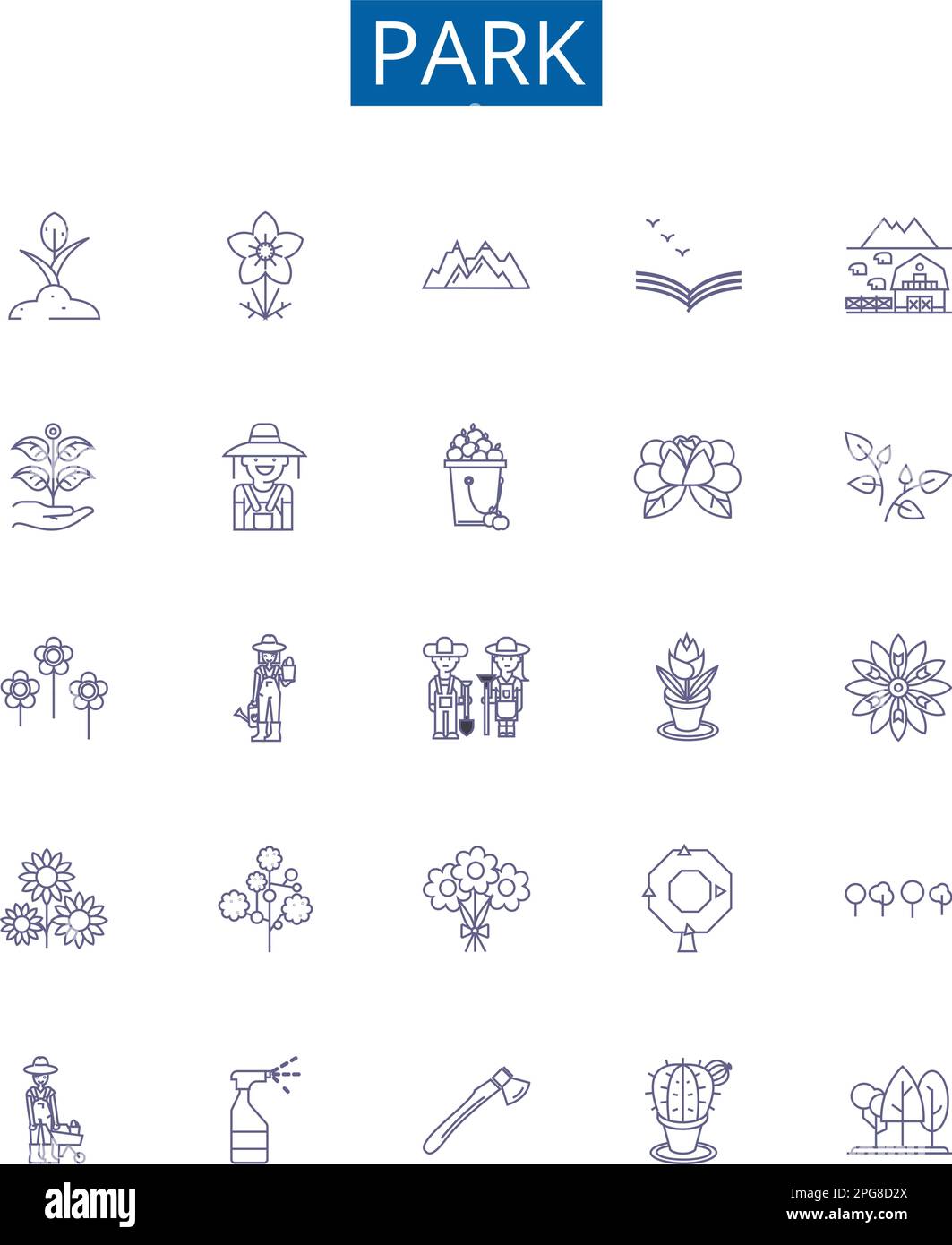 Park line icons signs set. Design collection of Park, Parkland ...