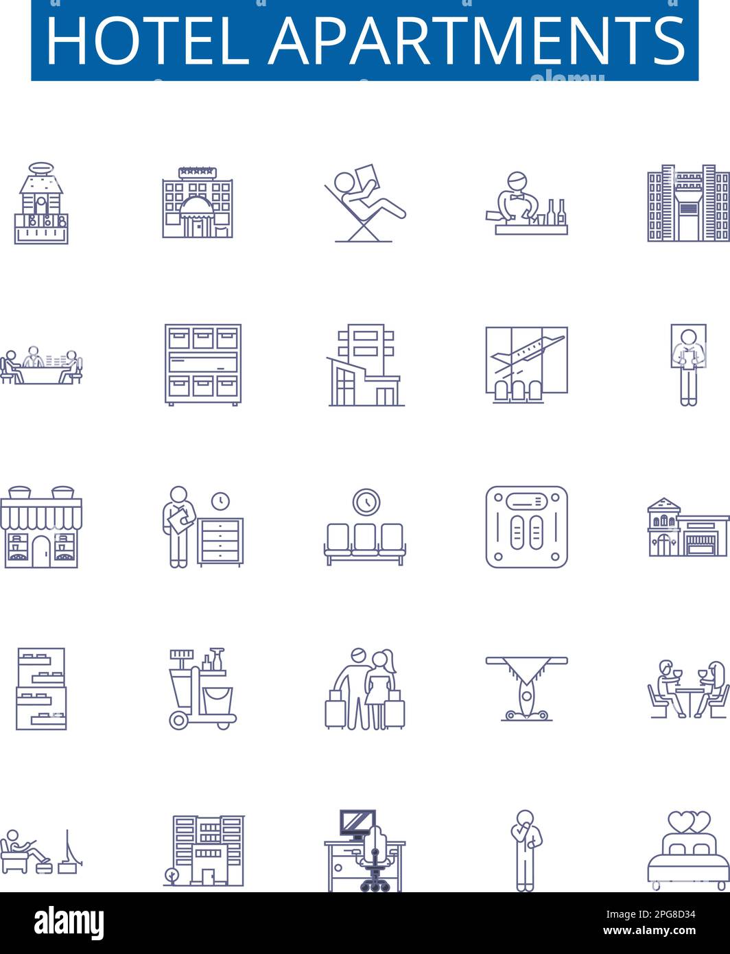 Hotel apartments line icons signs set. Design collection of Hotel ...