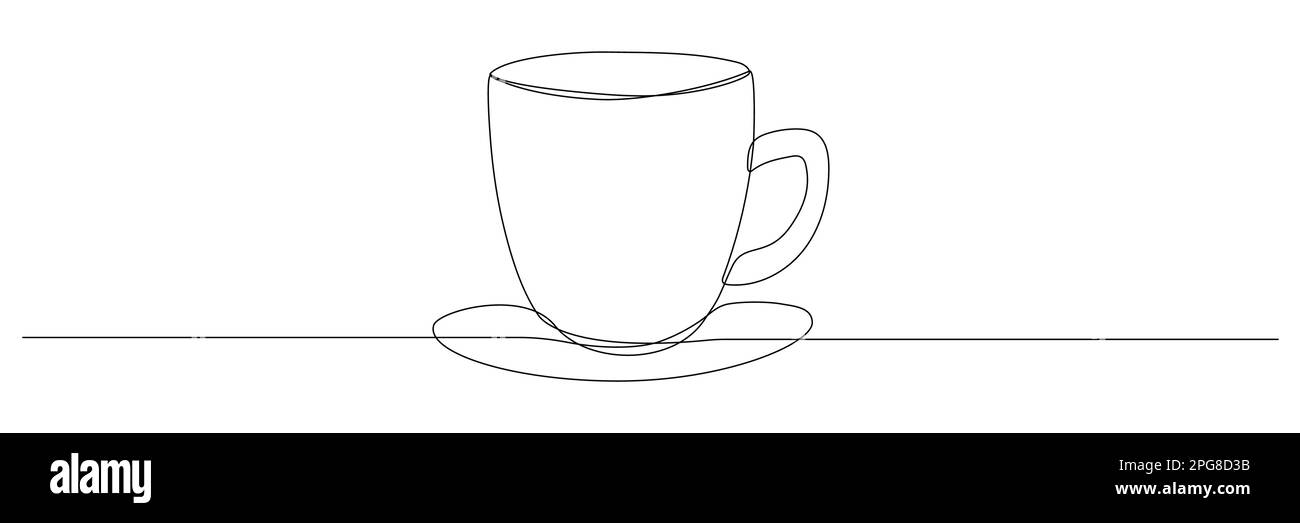 Cup continuous line drawing. Coffee or tea cup one line art. Vector ...