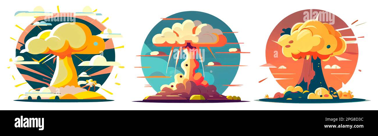 set vector ui illustration of explosion elements isolated on white ...