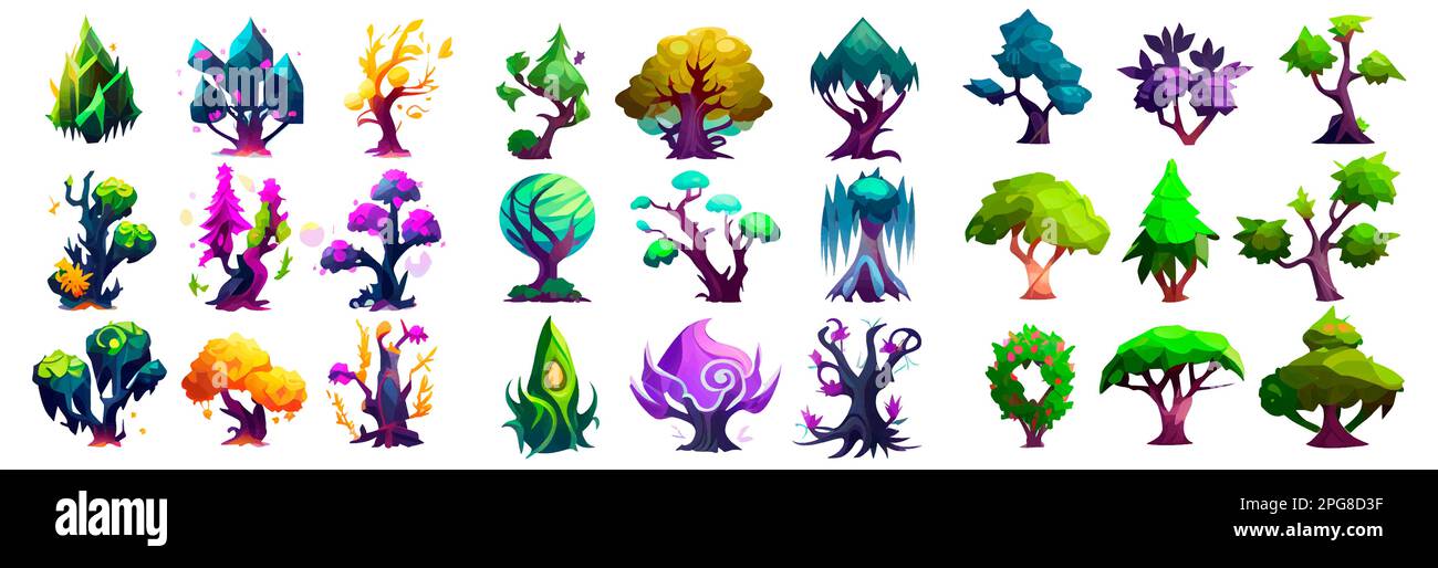 set vector illustration of magic ui tree isolate on white background ...