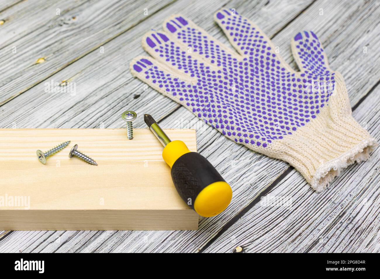 Phillips screwdriver and screw side by side. tool for simple homework ...