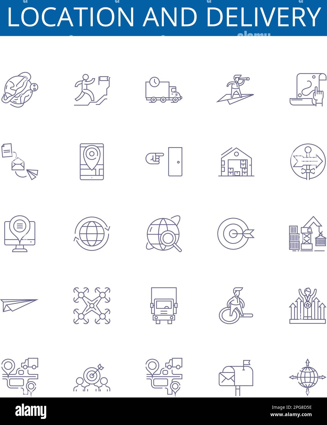 Location and delivery line icons signs set. Design collection of ...