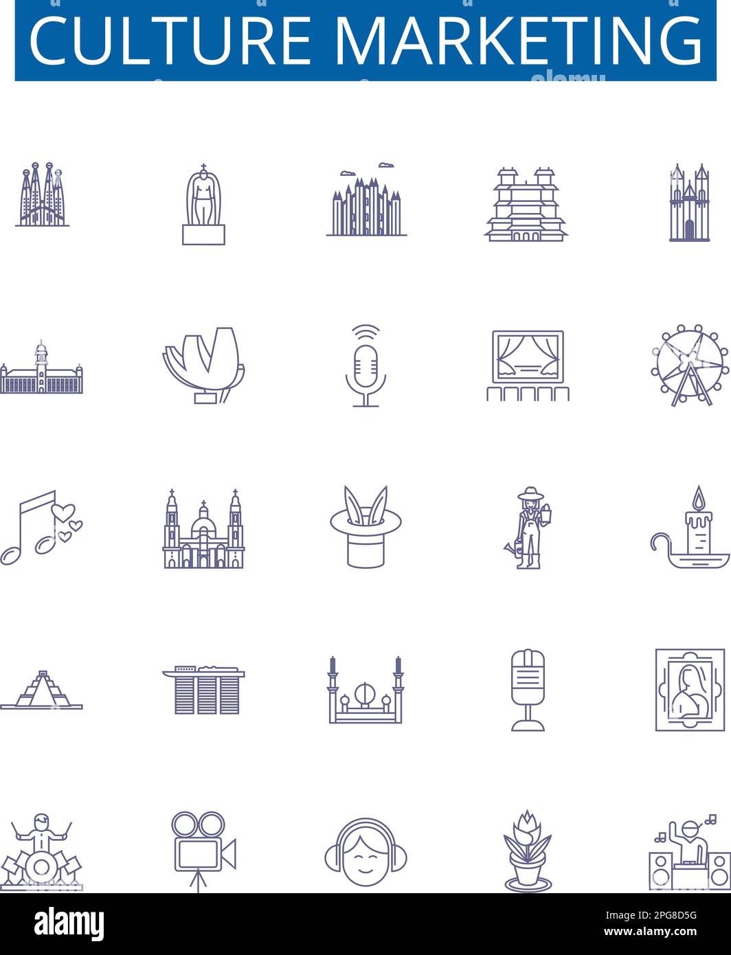 Culture marketing line icons signs set. Design collection of Cultural ...