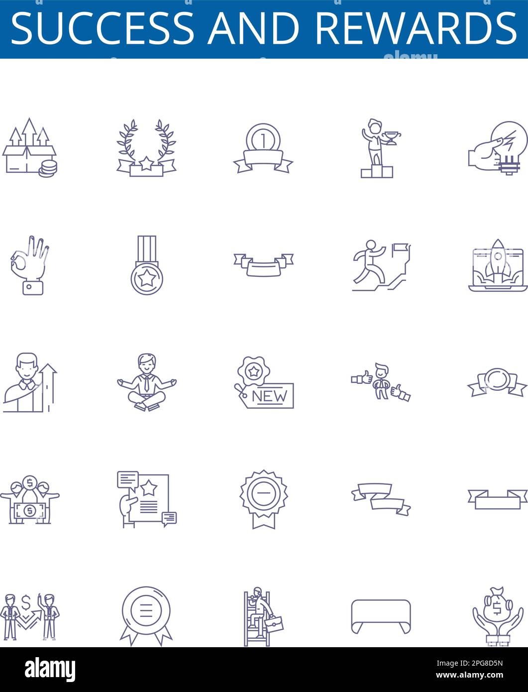 Success and rewards line icons signs set. Design collection of ...