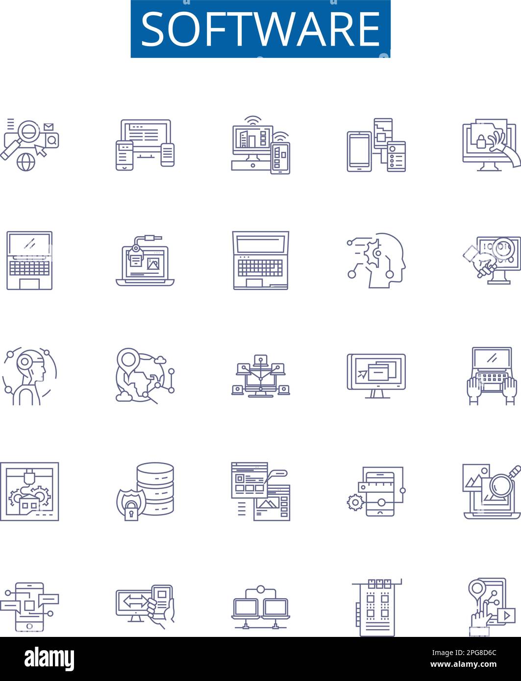 Software line icons signs set. Design collection of Software, program ... Software line icons signs set. Design collection of Software, program ...