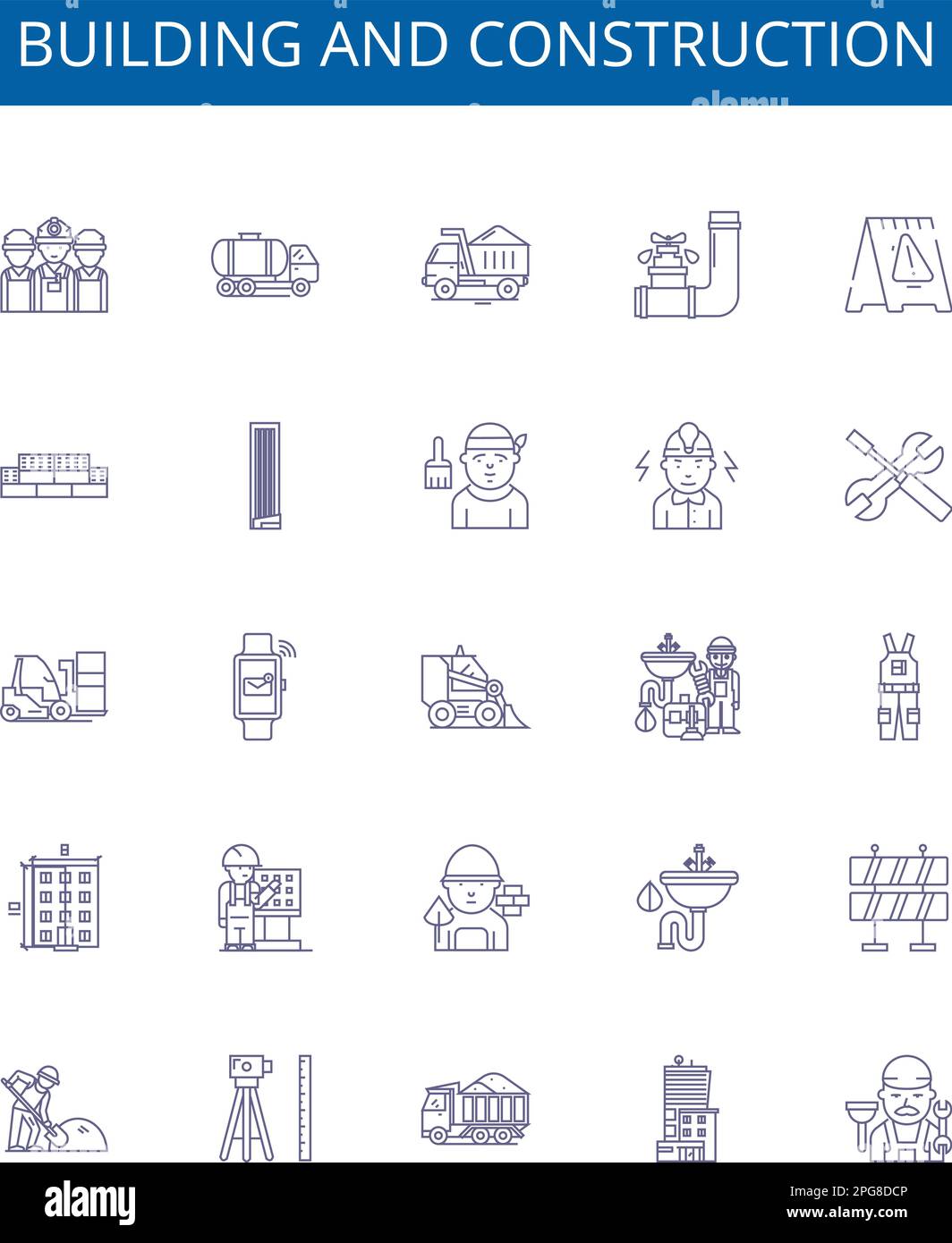 Building and construction line icons signs set. Design collection of ...