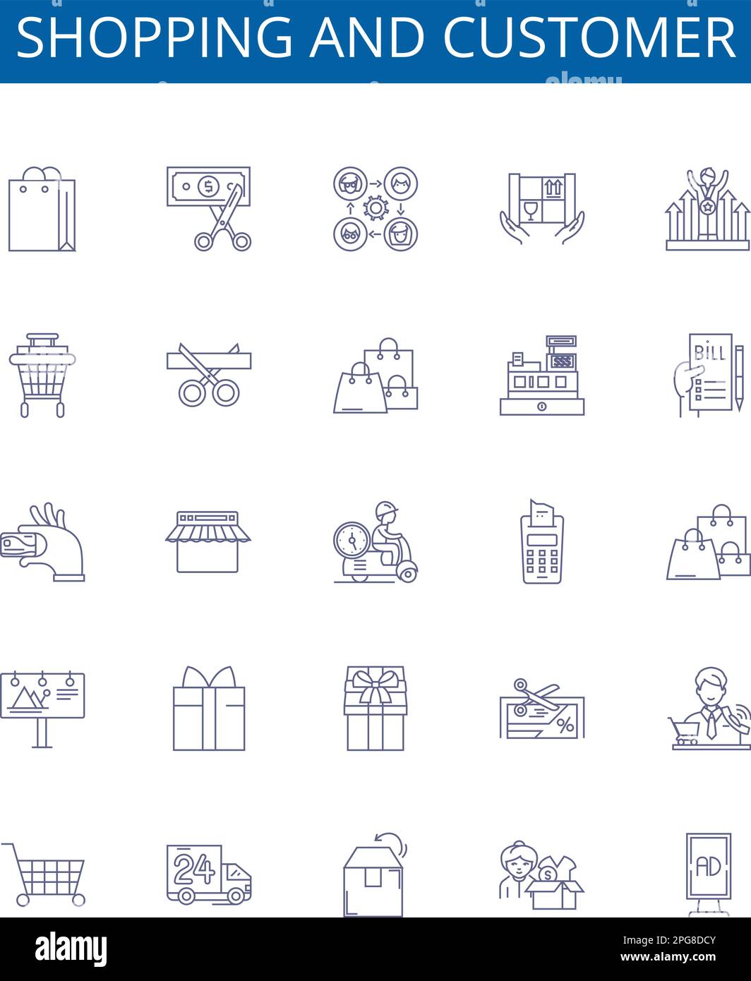 Shopping and customer line icons signs set. Design collection of ...
