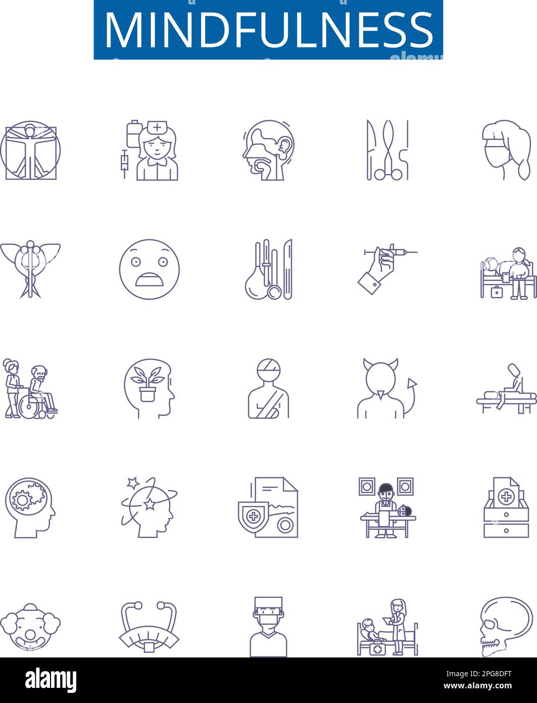 Mindfulness Line Icons Signs Set Design Collection Of Awareness Concentration Acceptance