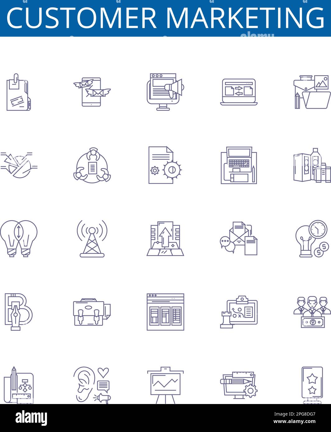 Customer marketing line icons signs set. Design collection of ... Customer marketing line icons signs set. Design collection of ...