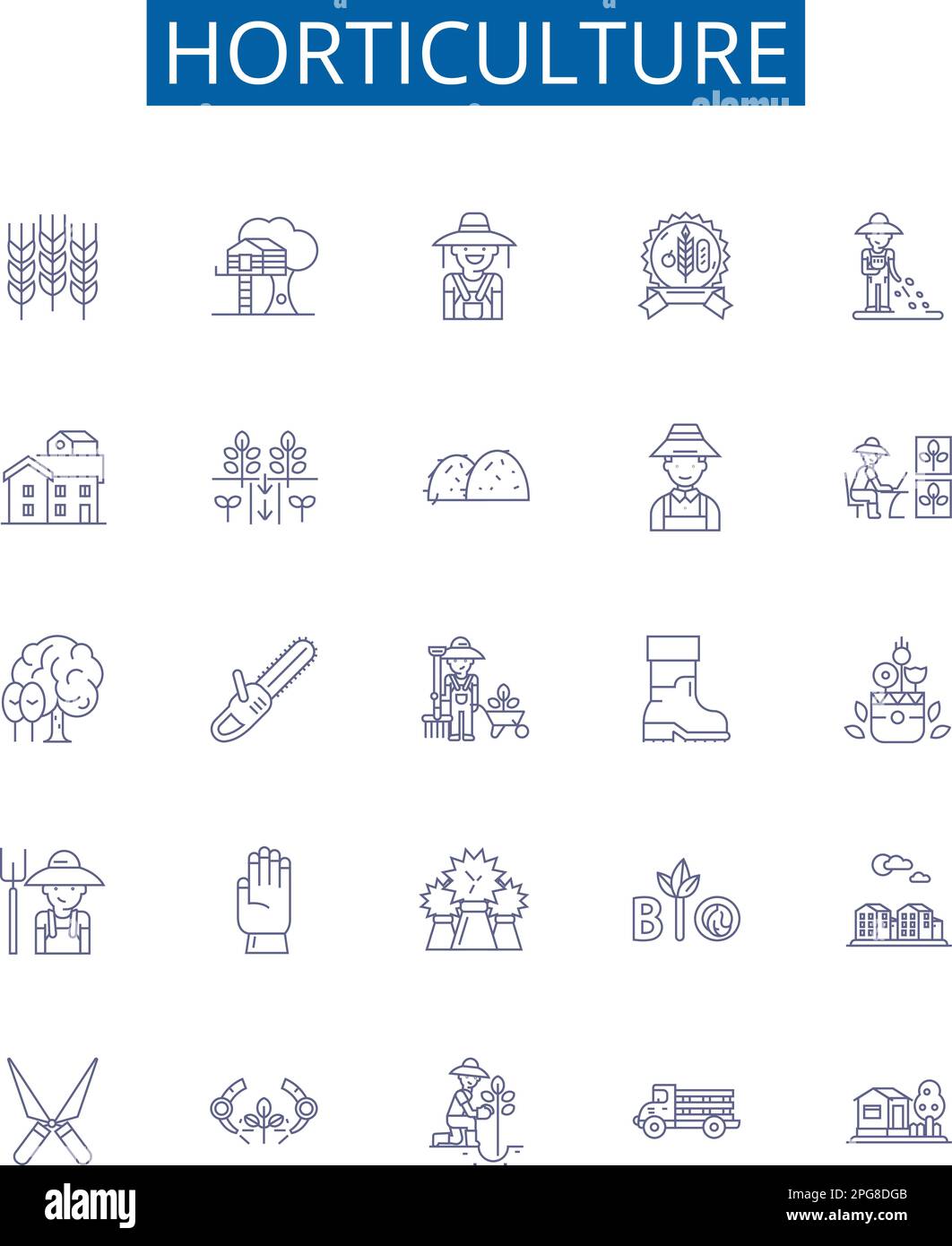 Horticulture line icons signs set. Design collection of Gardening ...