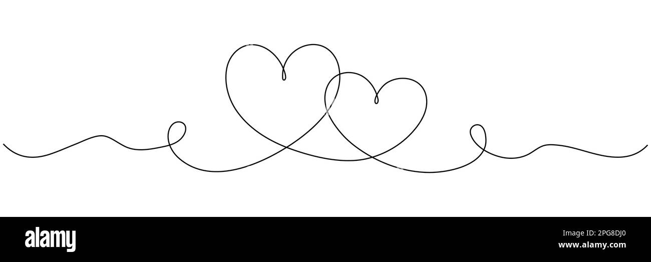 Two Heart Drawings With Ribbons