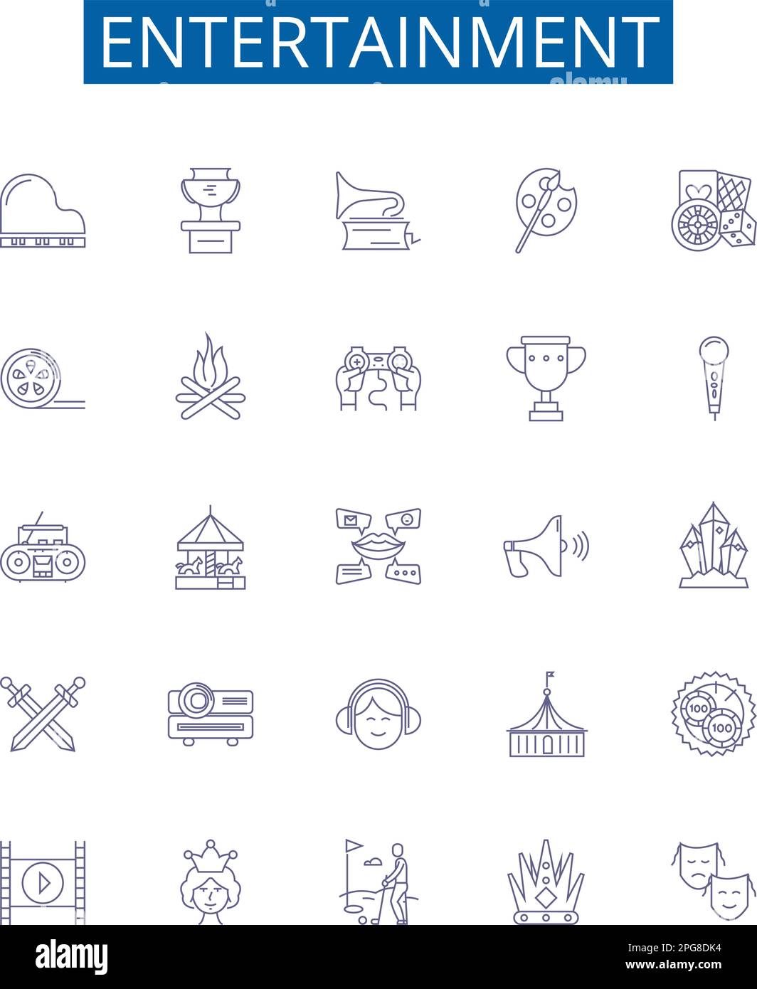 Entertainment line icons signs set. Design collection of games, movies ...