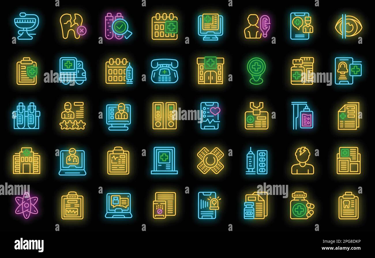 Doctor visits icons set outline vector. Medicine patient. Health nurse ...