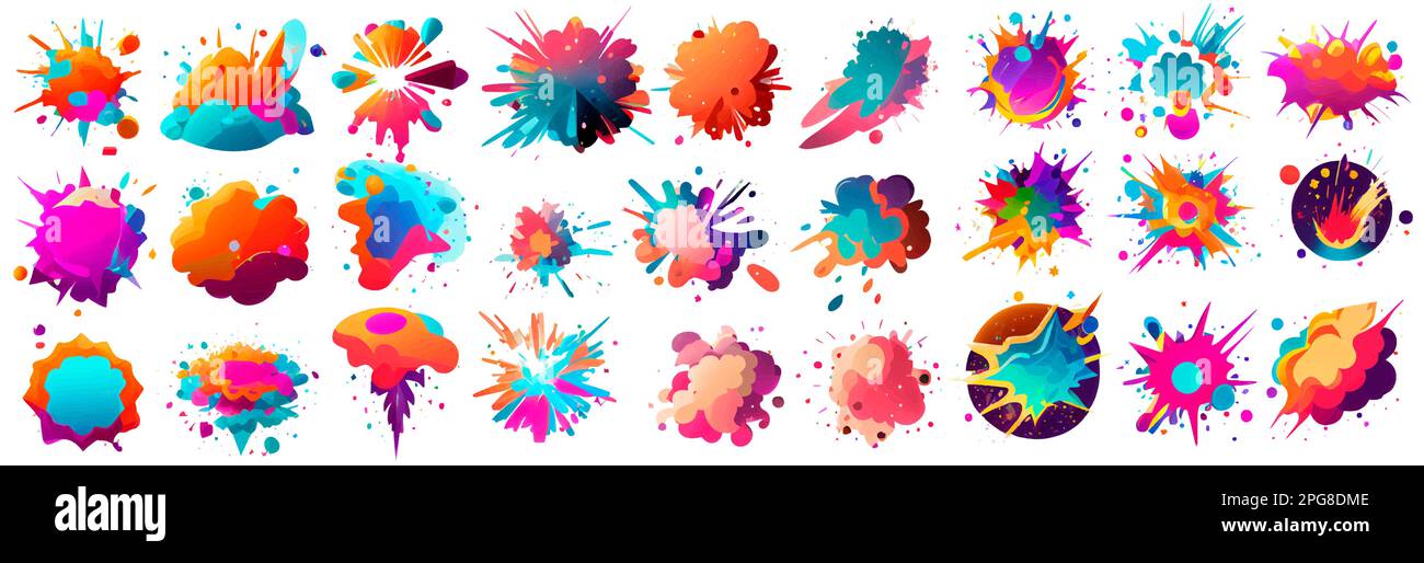 set vector ui illustration of explosion elements isolated on white ...