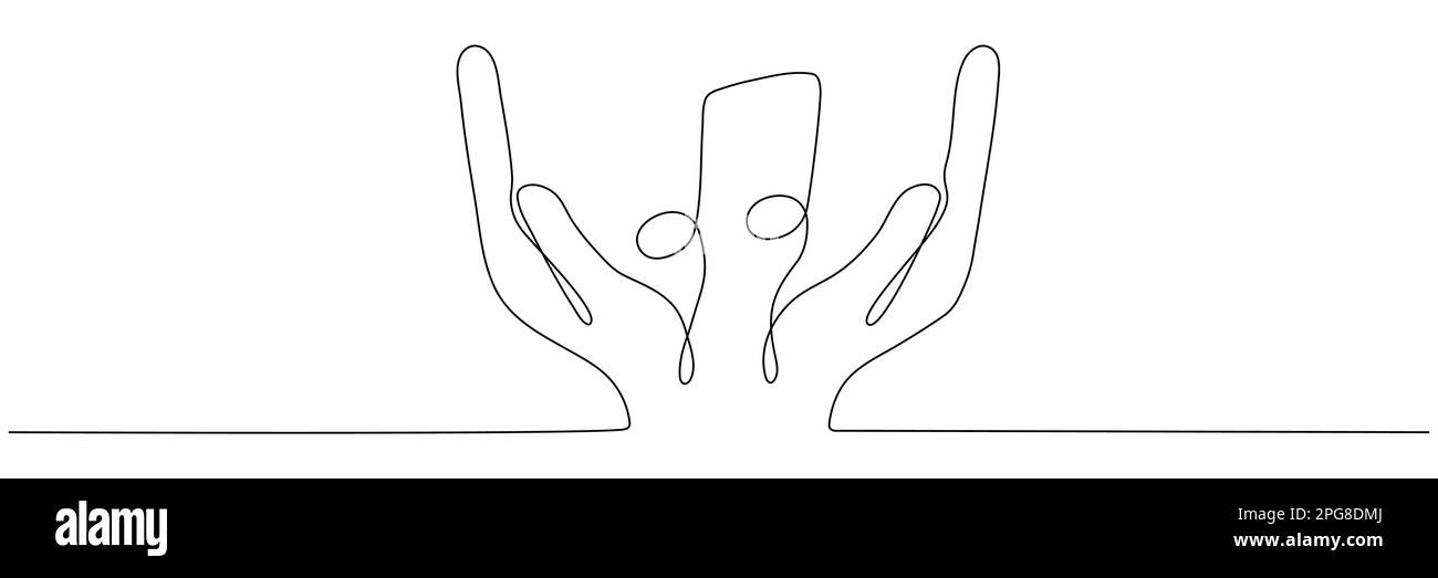 Hand holds music note continuous one line drawing Stock Vector Image ...