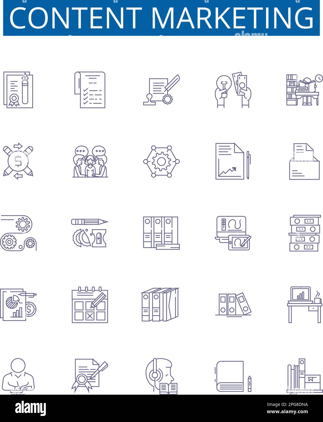 Content marketing line icons signs set. Design collection of Content ...