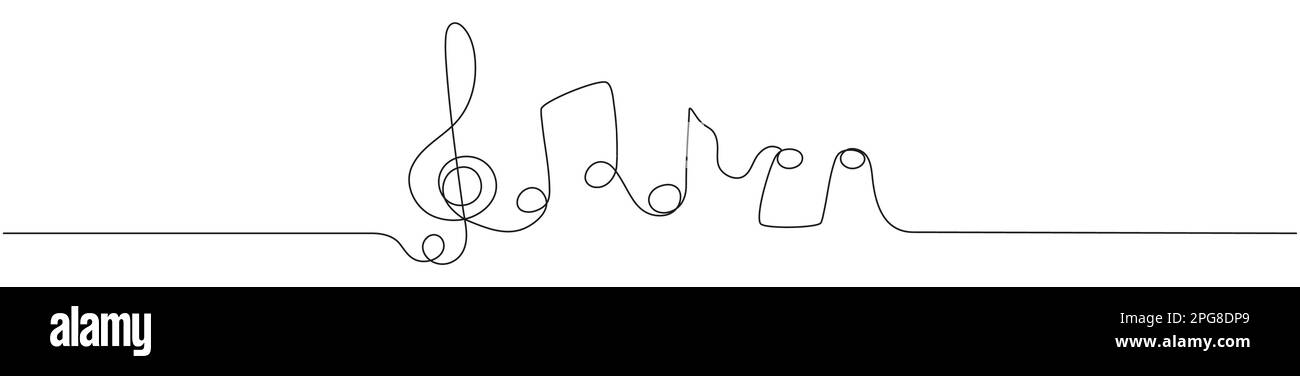 Music notes continuous one line drawing. Vector isolated on white Stock ...