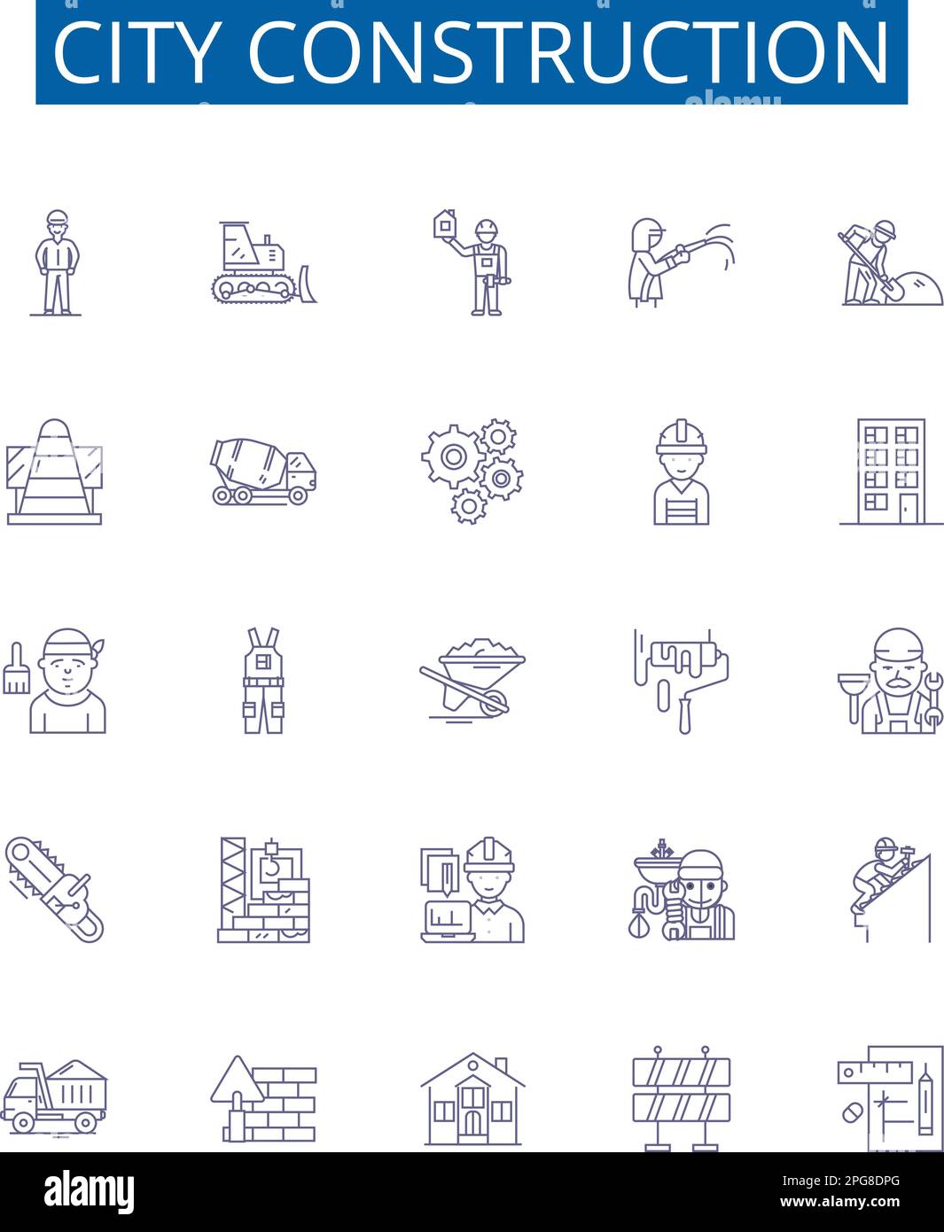 City construction line icons signs set. Design collection of Urbanism ...