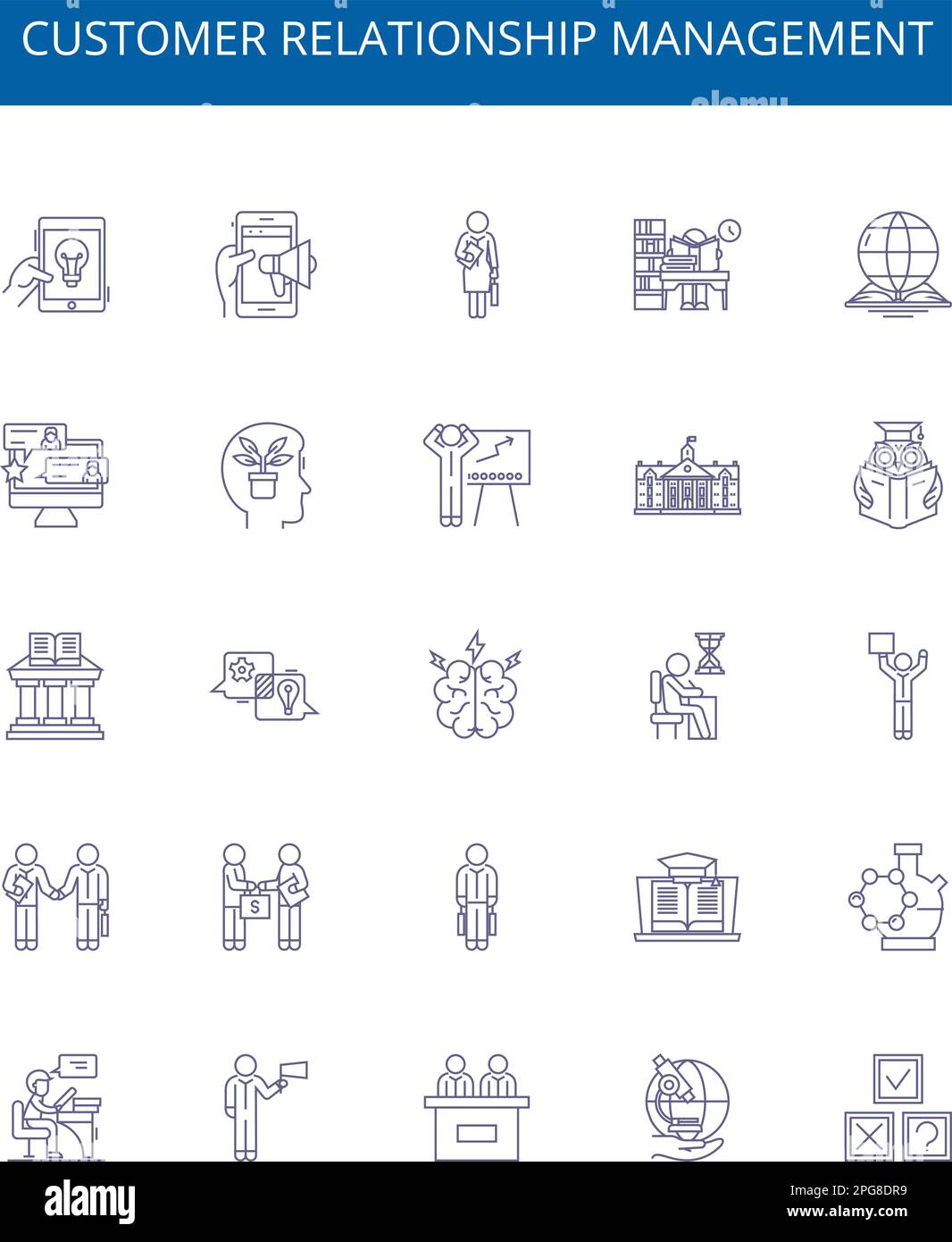 Customer Relationship Management Line Icons Signs Set Design