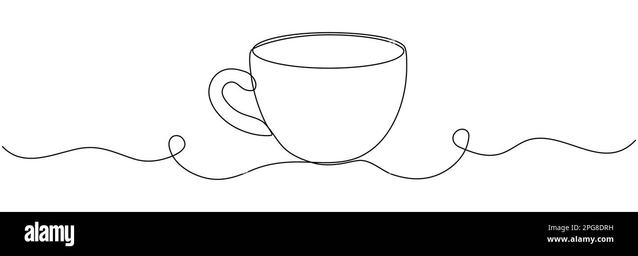 Cup continuous line drawing. Coffee or tea cup one line art. Vector ...