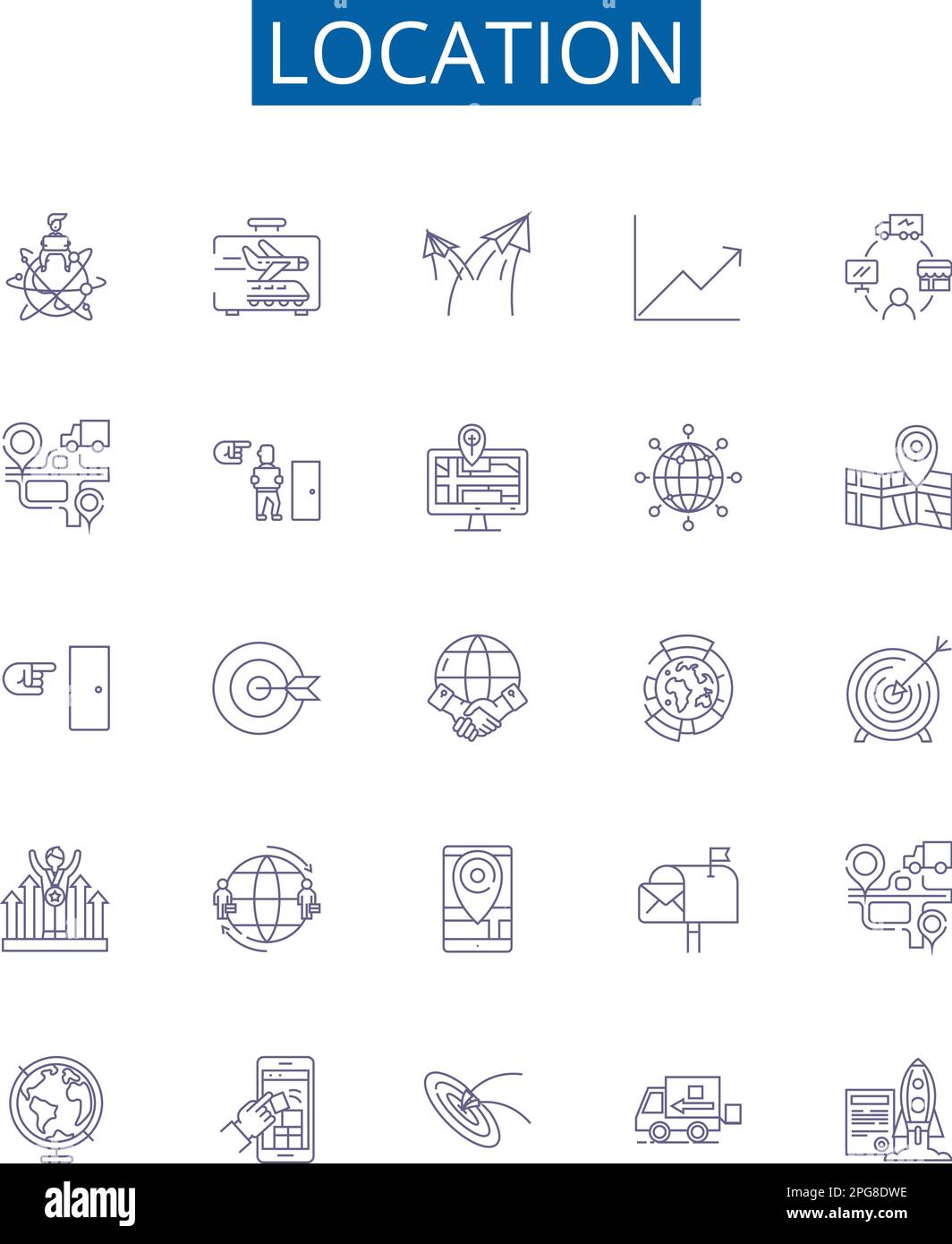 Location line icons signs set. Design collection of Place, Site, Spot ...