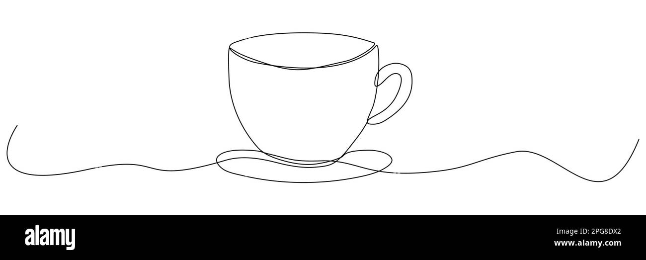 Cup continuous line drawing. Coffee or tea cup one line art. Vector ...