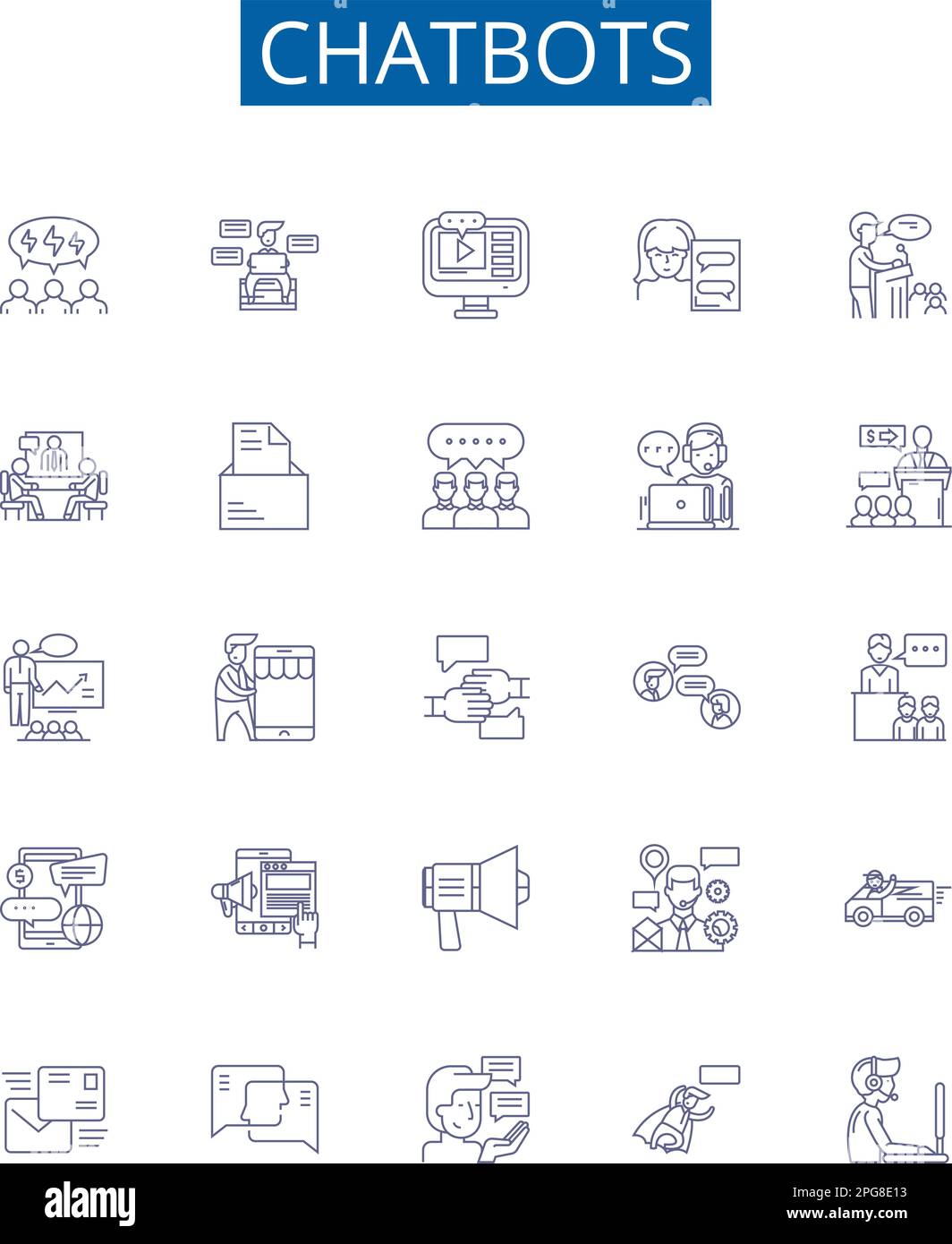 Chatbots line icons signs set. Design collection of Chatbots ... Chatbots line icons signs set. Design collection of Chatbots ...
