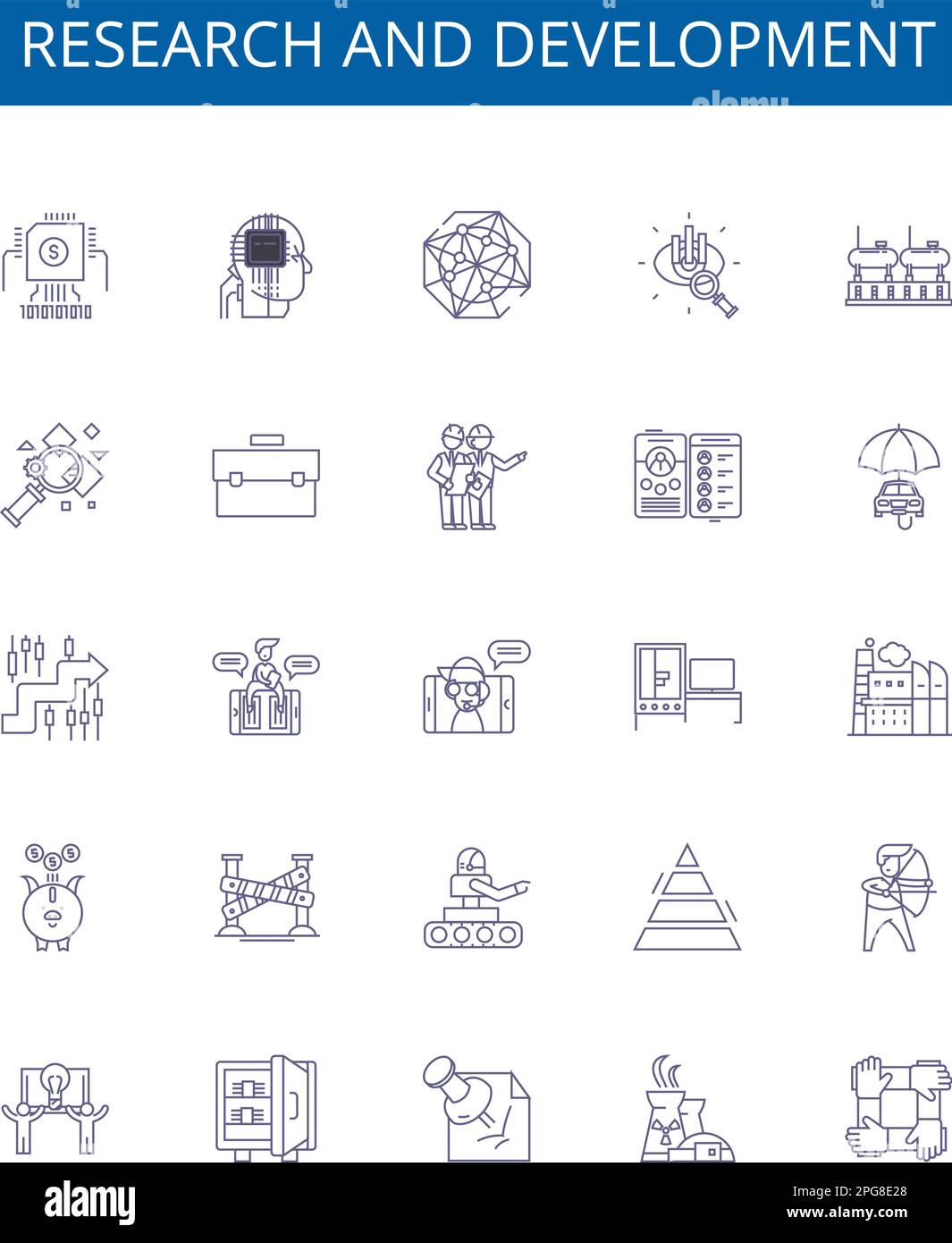 Research And Development Line Icons Signs Set Design Collection Of Research Development