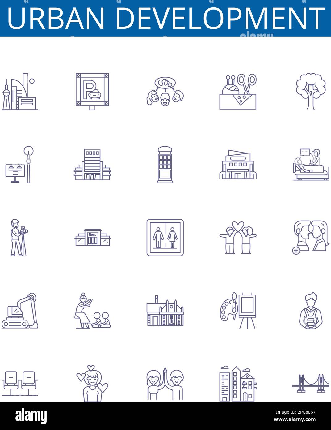 Urban development line icons signs set. Design collection of , Urbanization, Planning ...