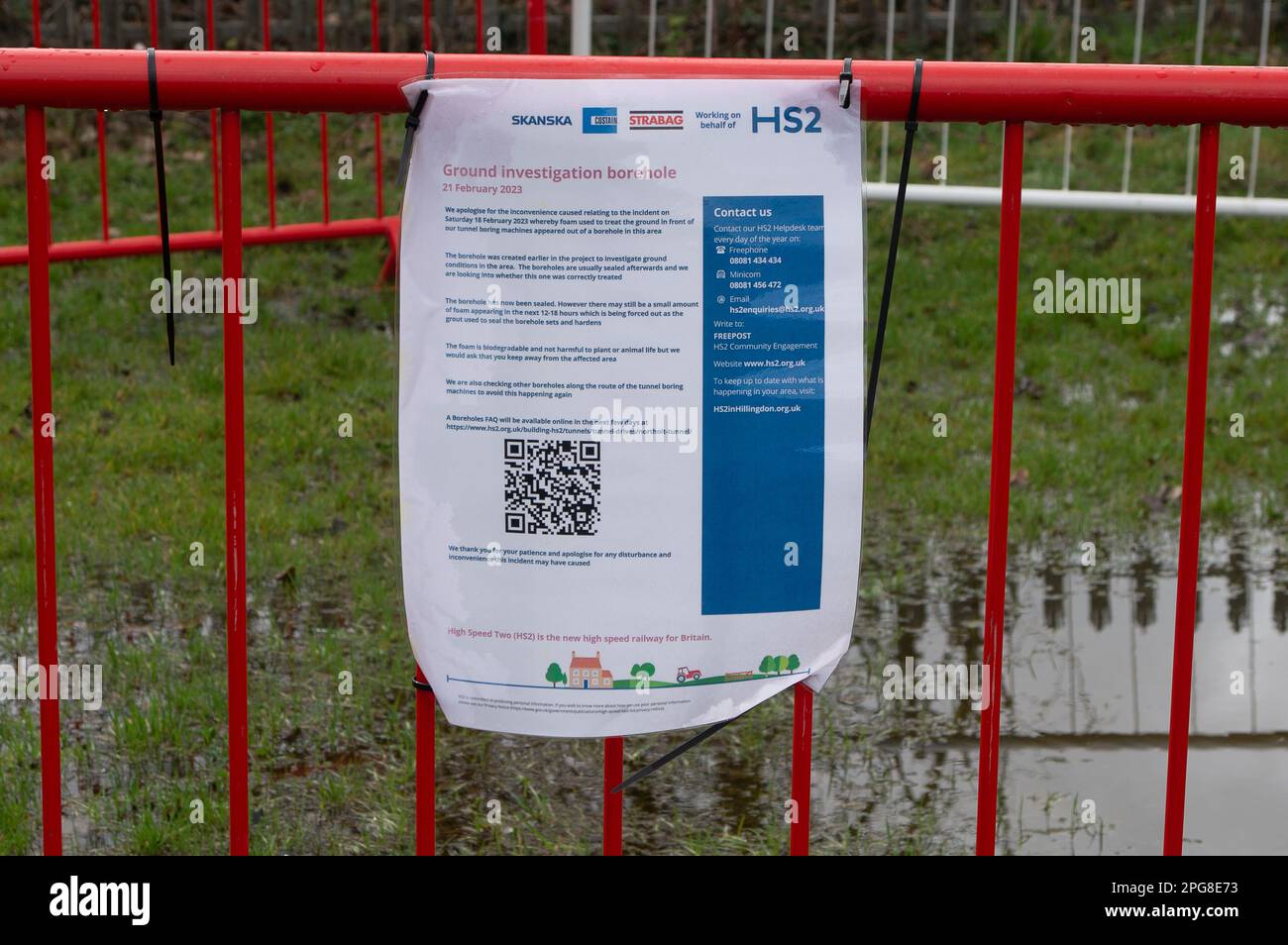 Ruislip, UK. 21st March, 2023. A new patch of bubbling liquid has ...