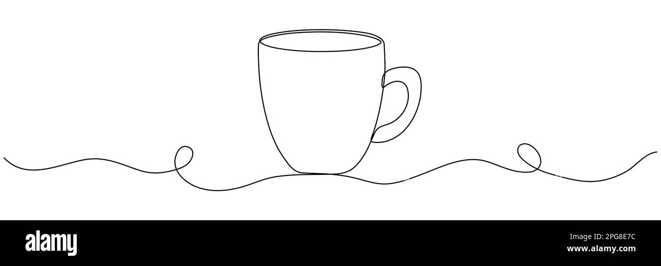 Cup continuous line drawing. Coffee or tea cup one line art. Vector ...