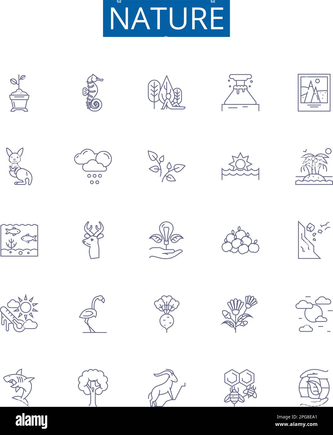 Nature line icons signs set. Design collection of Nature, Landscape ...