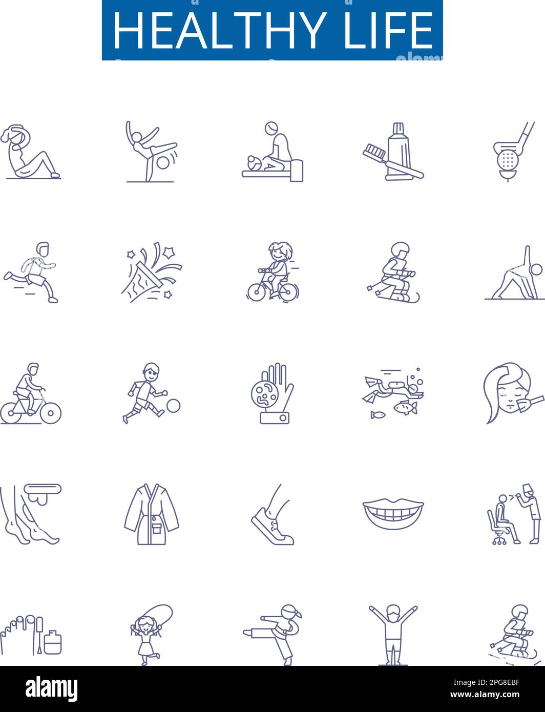 Healthy life line icons signs set. Design collection of Diet, Exercise ...