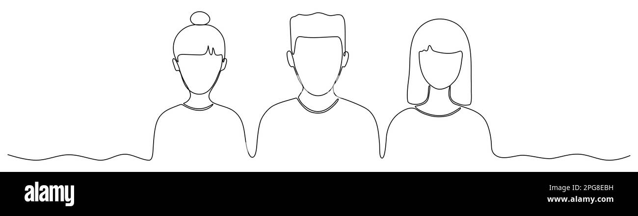 Continuous line drawing group of people. Men and women in line art ...