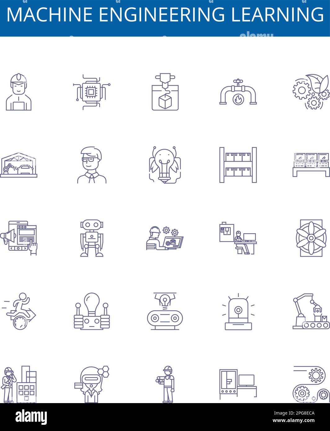 Machine engineering learning line icons signs set. Design collection of ... Machine engineering learning line icons signs set. Design collection of ...